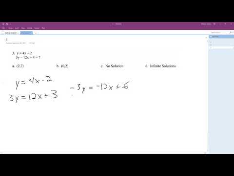 Solve y = 4x – 2 3y – 12x + 4 = 7