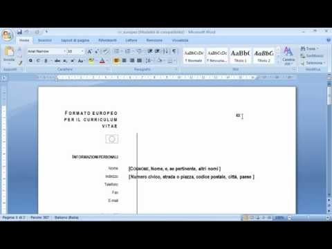 come copiare lo schema del curriculum vitae europeo .wmv