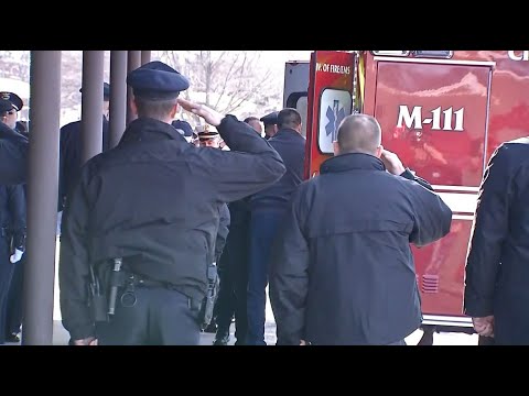 Body of Westerville Officer Morelli arrives at the funeral home