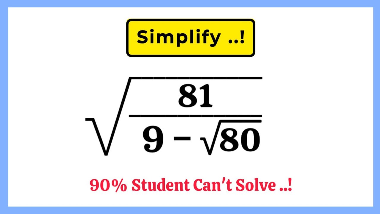 A Nice Square Root Radical Question | Maths Olympiad Exam