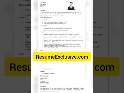 ITI Fitter Resume Format For Students #shorts