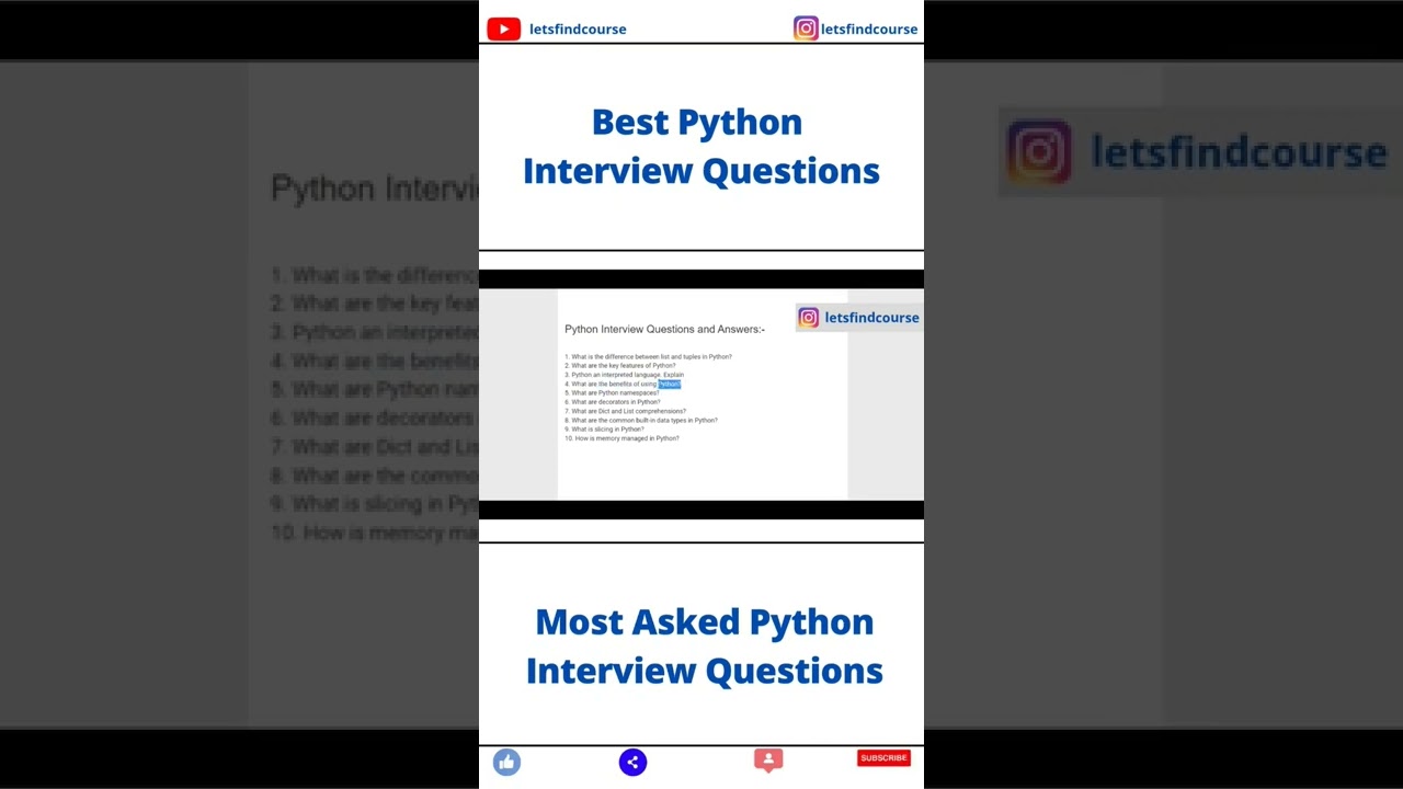 (Most Asked) Python Interview Questions #python