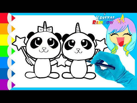 FREE COLORING Panda Unicorn Pandacorn UniPanda Twin pandas Panda BFF ...