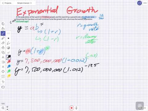 Exponential Growth Using the World's Population and Growth Rate