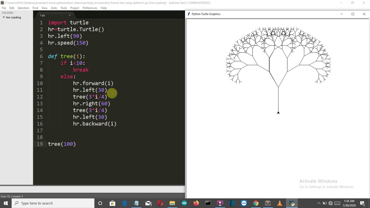 How to Draw Fractal or Recursion tree using python