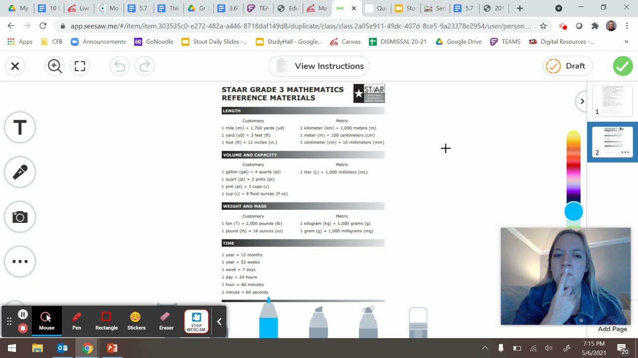 3rd Grade STAAR Reference Chart