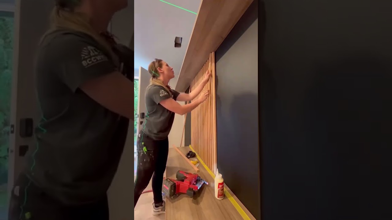 Oak Slat Wall Build: Modern Mid-Century Accent!