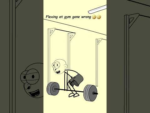 Flexing at gym gone wrong 🤣🤣 #animation #funny #funnyanimation #cartoon #gym