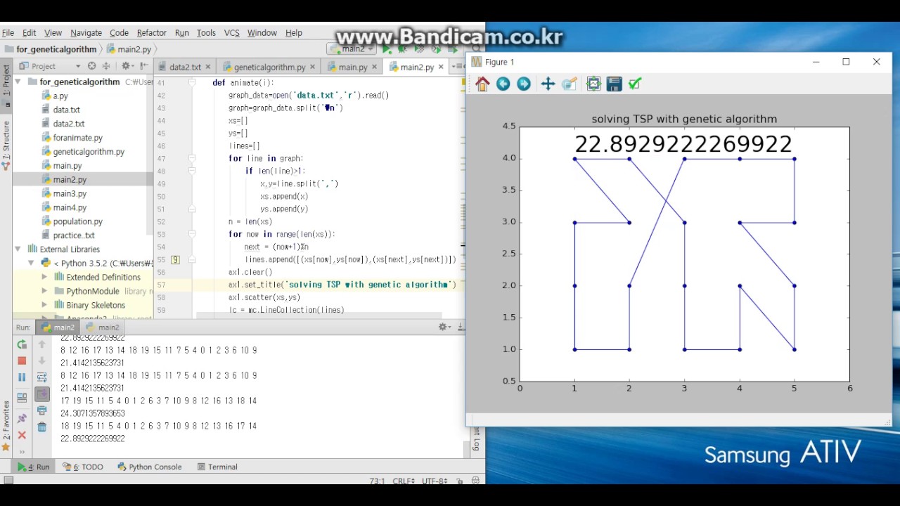 solving TSP with genetic algorithm.