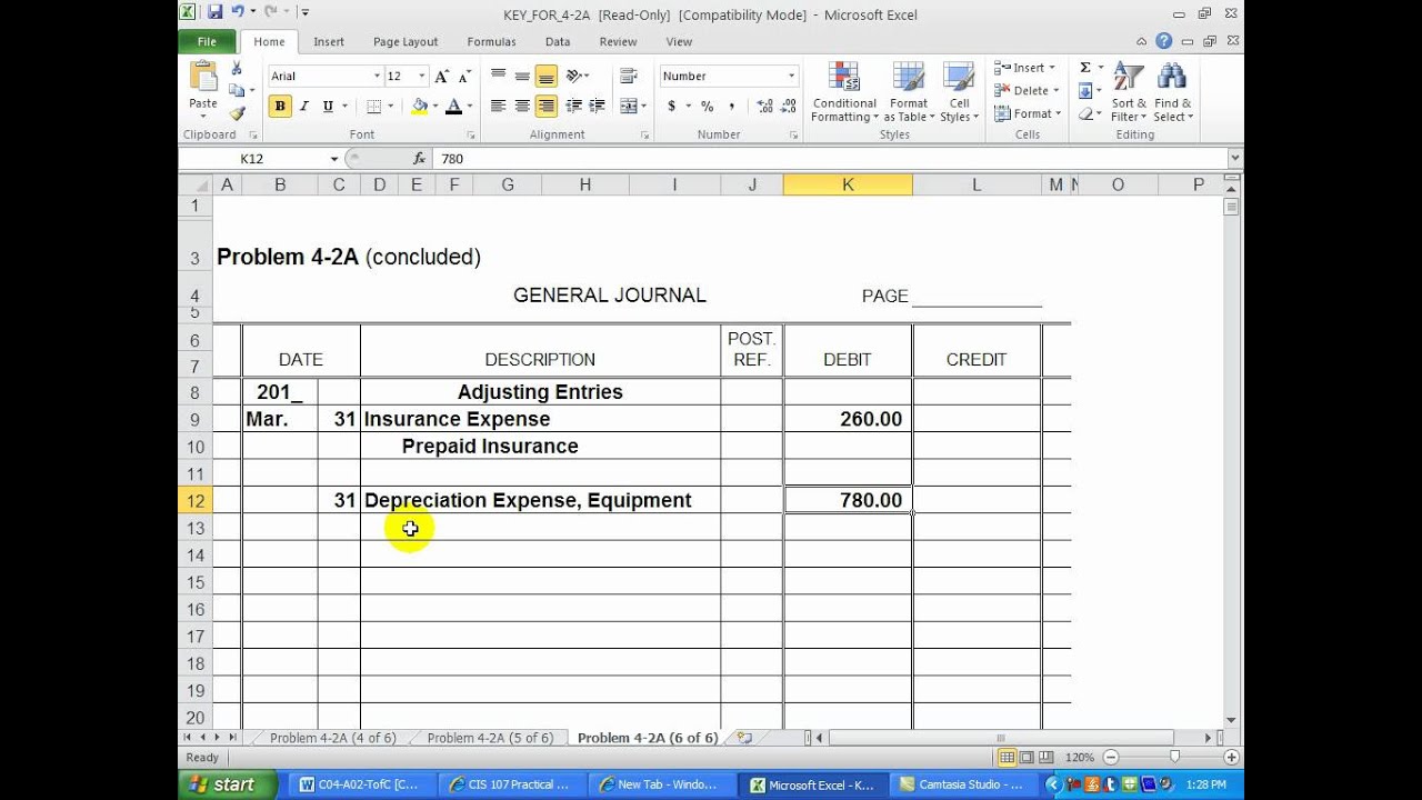 Chapter 4 Problem 4 2A 10th Edition Adjusting Entries