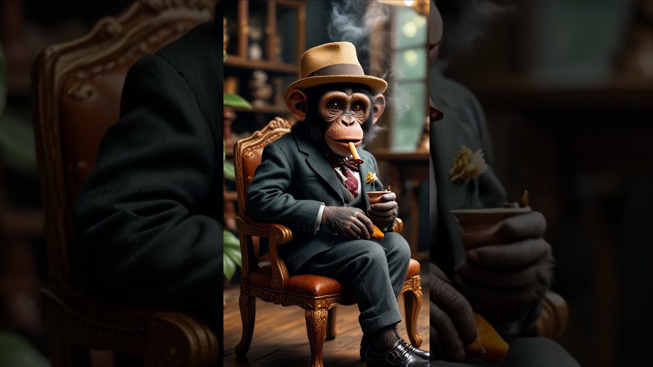 Royal Chimpanzee Smoking Cigar