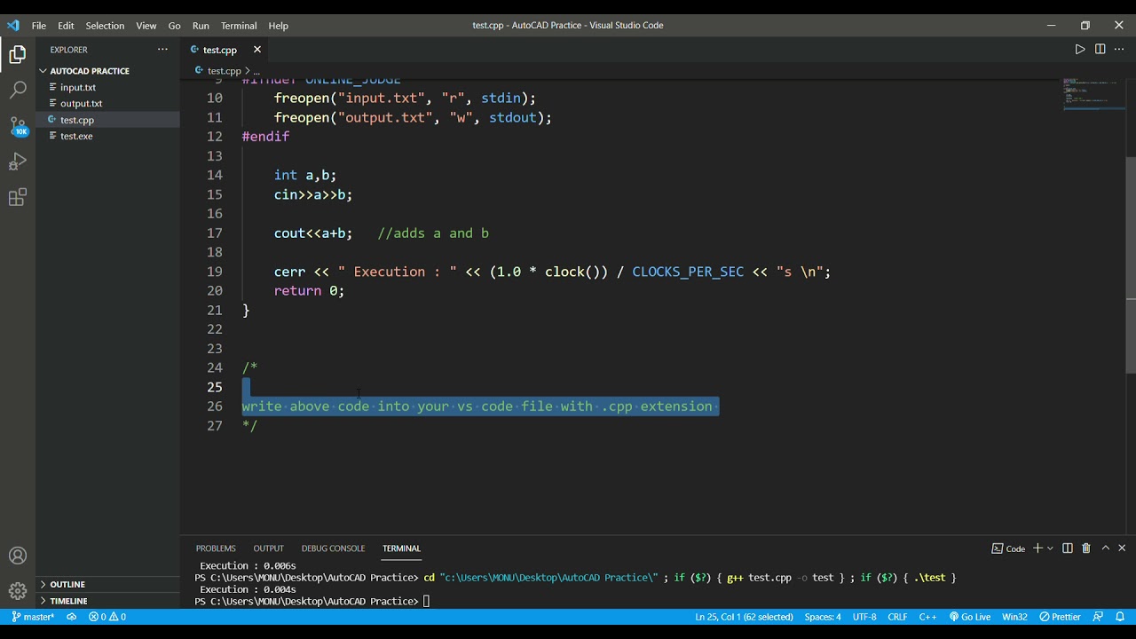 Template for CP, Codeforces, Codechef, Hackerrank VS Code setup
