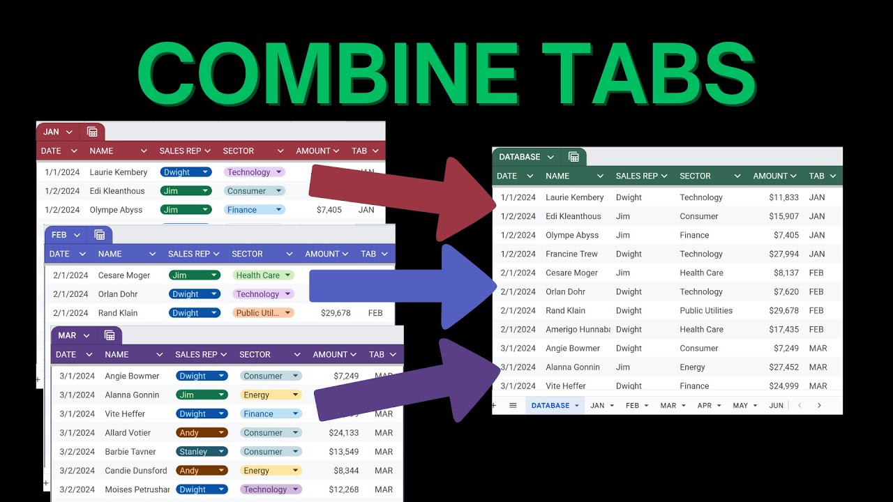 Combine Data from Multiple Tabs into One Master Tab (Google Sheets)