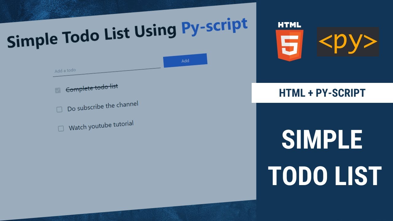 Simple Todo List Using Py-Script | python tutorials