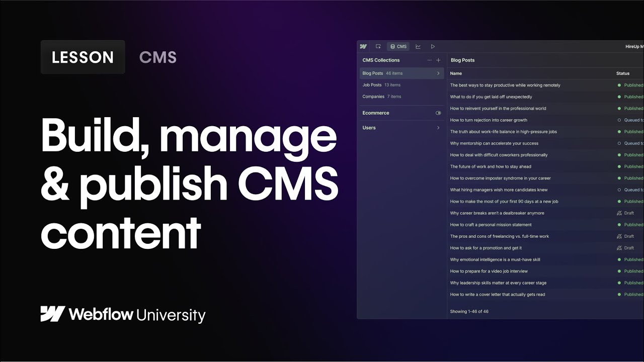 Build, manage and publish CMS Collection content — Webflow tutorial