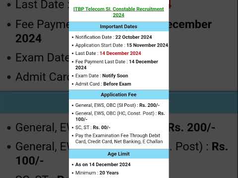 ITBP TELECOMMUNICATION New Vacancy 2024 #itbp #itbpnewvacancy