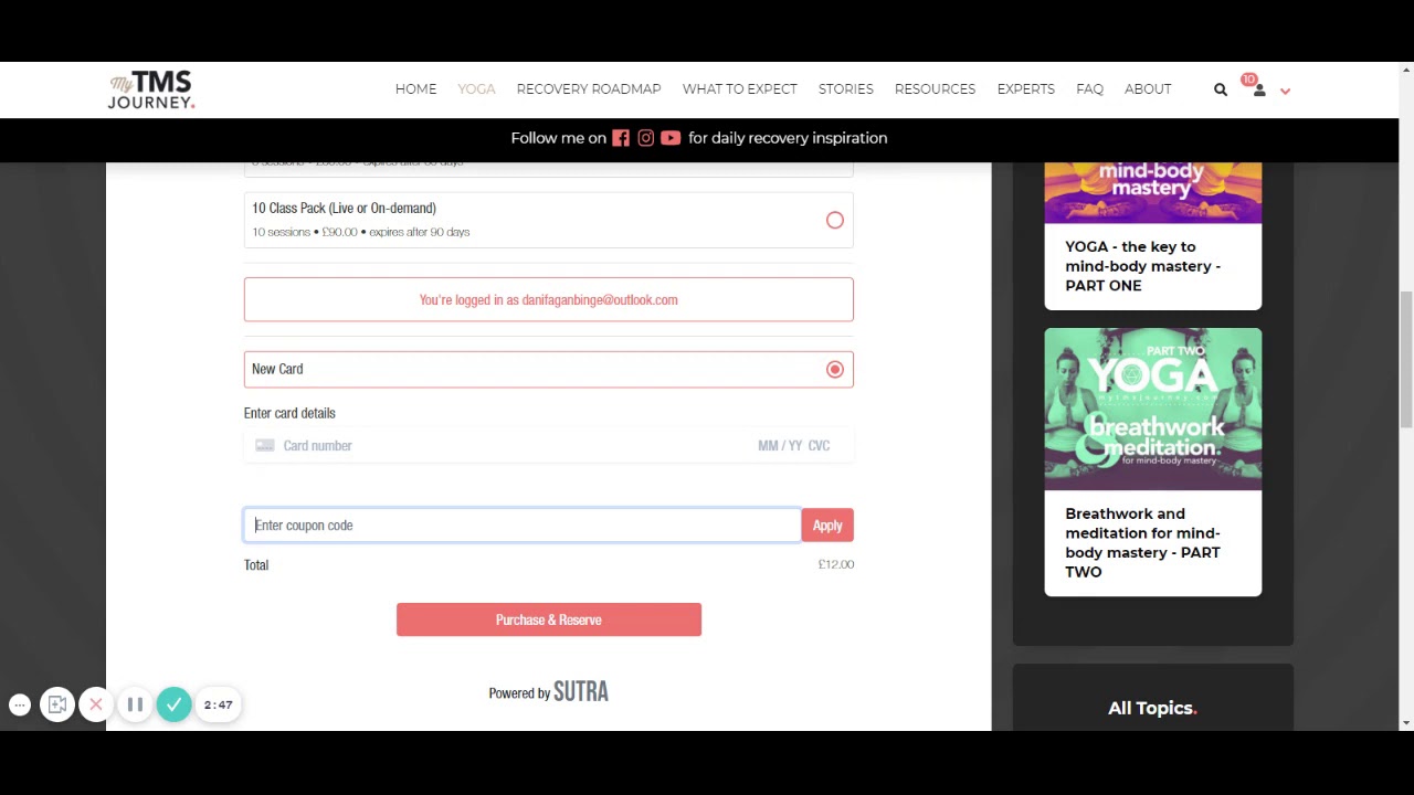 Booking a Live Yoga Class
