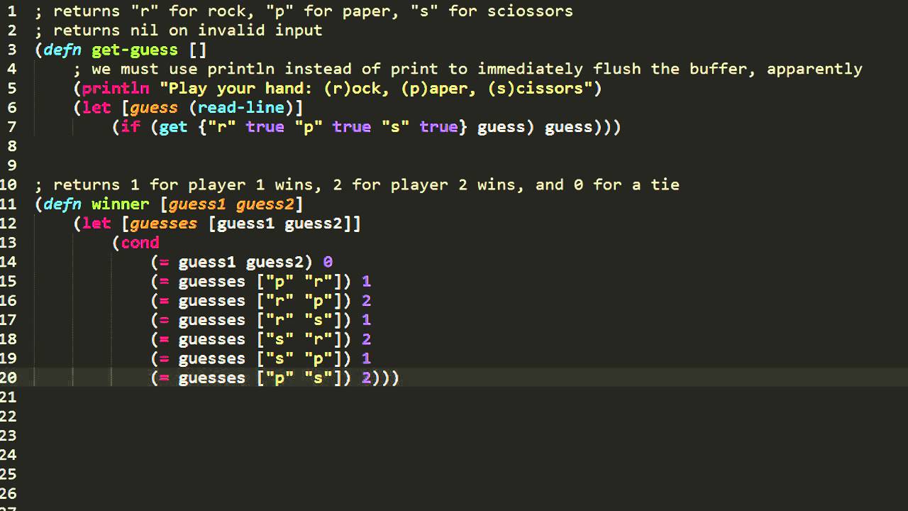 Clojure - PRACTICAL: rock, paper, scissors
