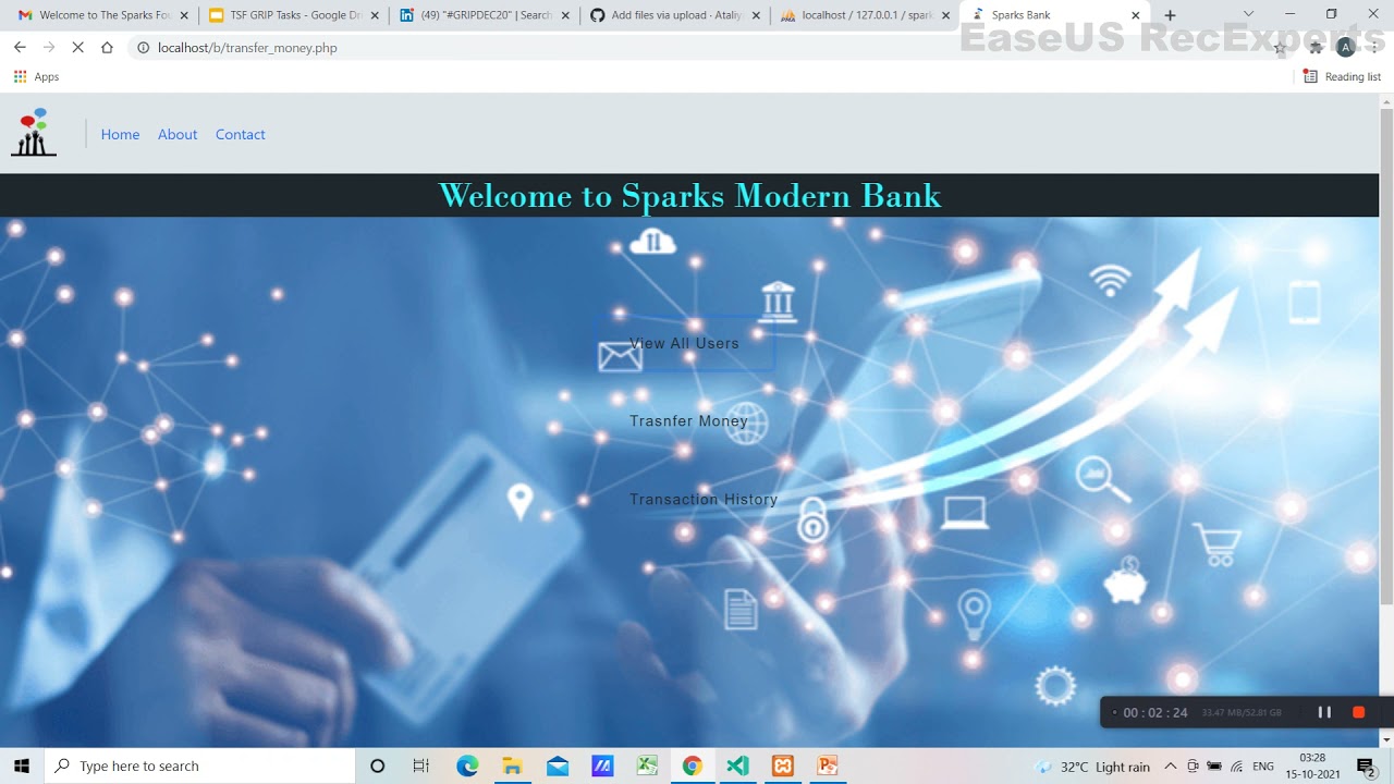 Task 1 Basic Banking System Internship Task GRIP @THE SPARKS FOUNDATION