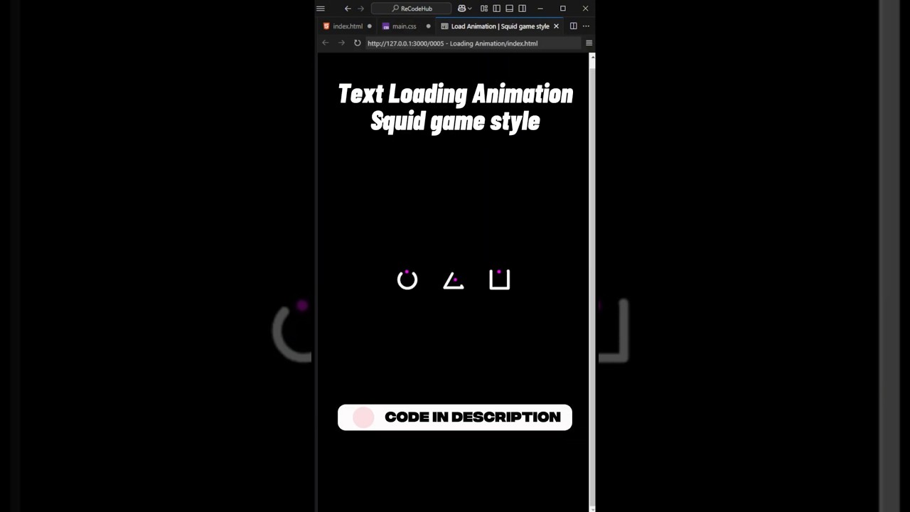 Text loading animation as Squid game style 🔥 | ReCodeZone0005
