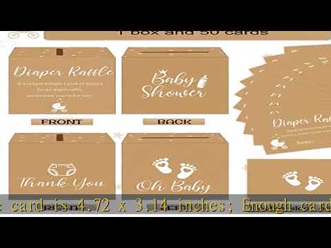 Funrous 50 Pcs Diaper Raffle Tickets with Box for Baby Shower Game Invitations Diaper Raffle Card f