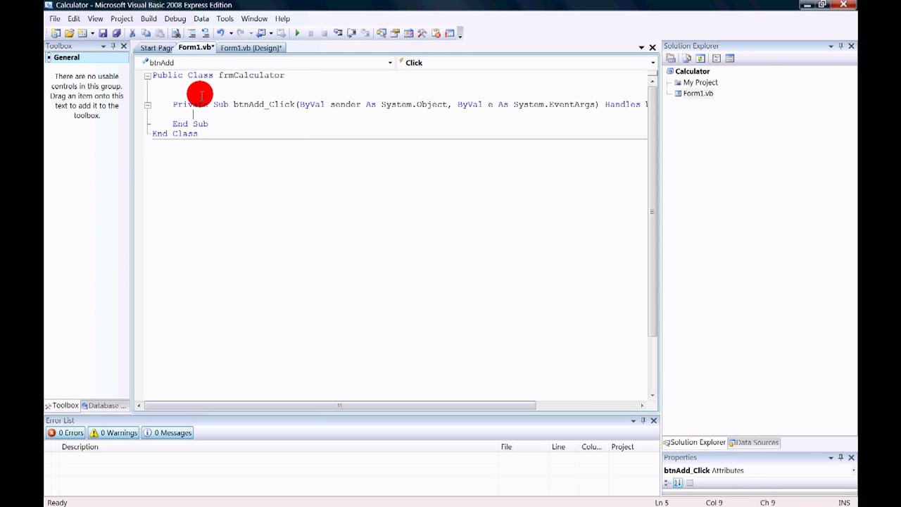 Visual Basic 2008 Basic Calculator Tutorial