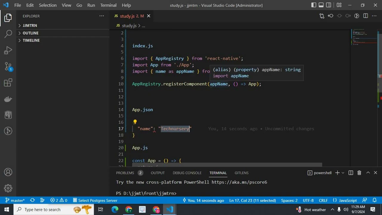 Application has not been registered in react native error solved