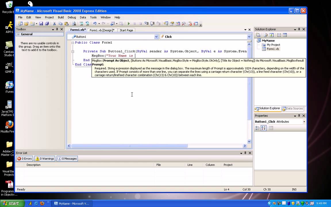 Visual Basic: User Input Name