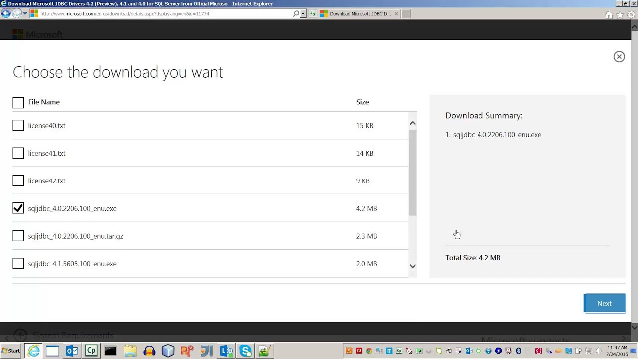 Download JDBC Driver for SQL Server Database
