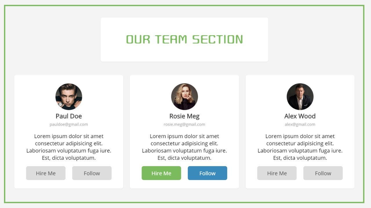 Responsive Our Team Section Using FlexBox | Our Team Section Tutorial