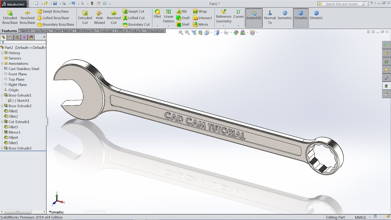 Solidworks tutorial | How to Sketch Combination Spanner in Solidworks