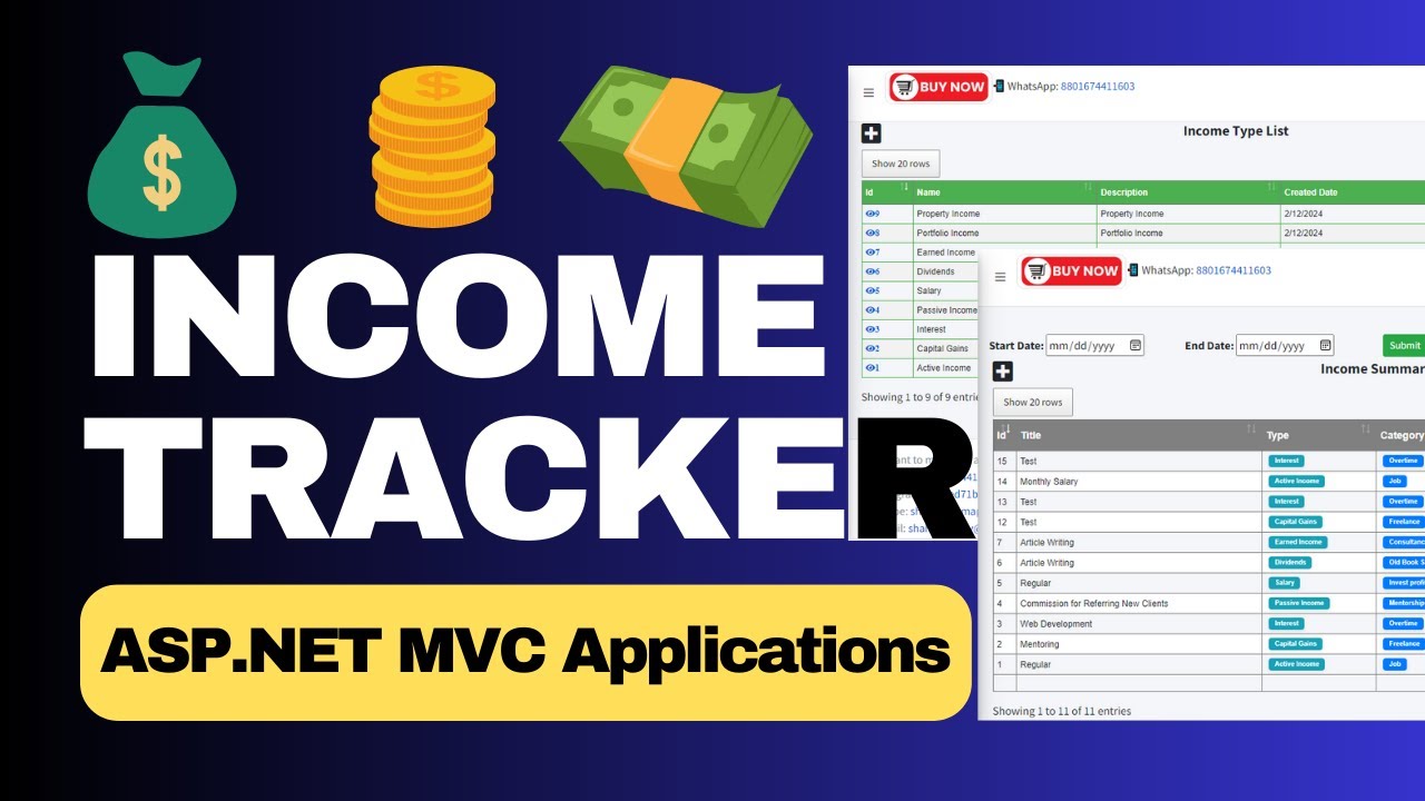 Income Tracker | Business ERP Solutions | Complete ASP.NET MVC Applications | Full Source Code