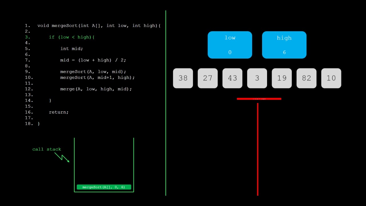mergeSort(): A Graphical, Recursive, C++ Explanation