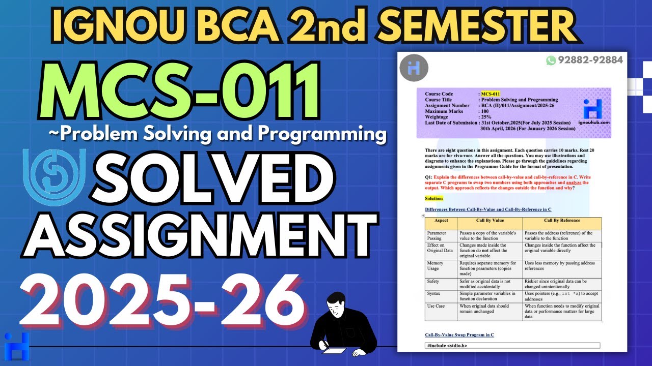 MCS-011 Solved Assignment July-25/Jan-26 | IGNOU BCA (2nd Sem) Assignment Solutions (2025-2026)