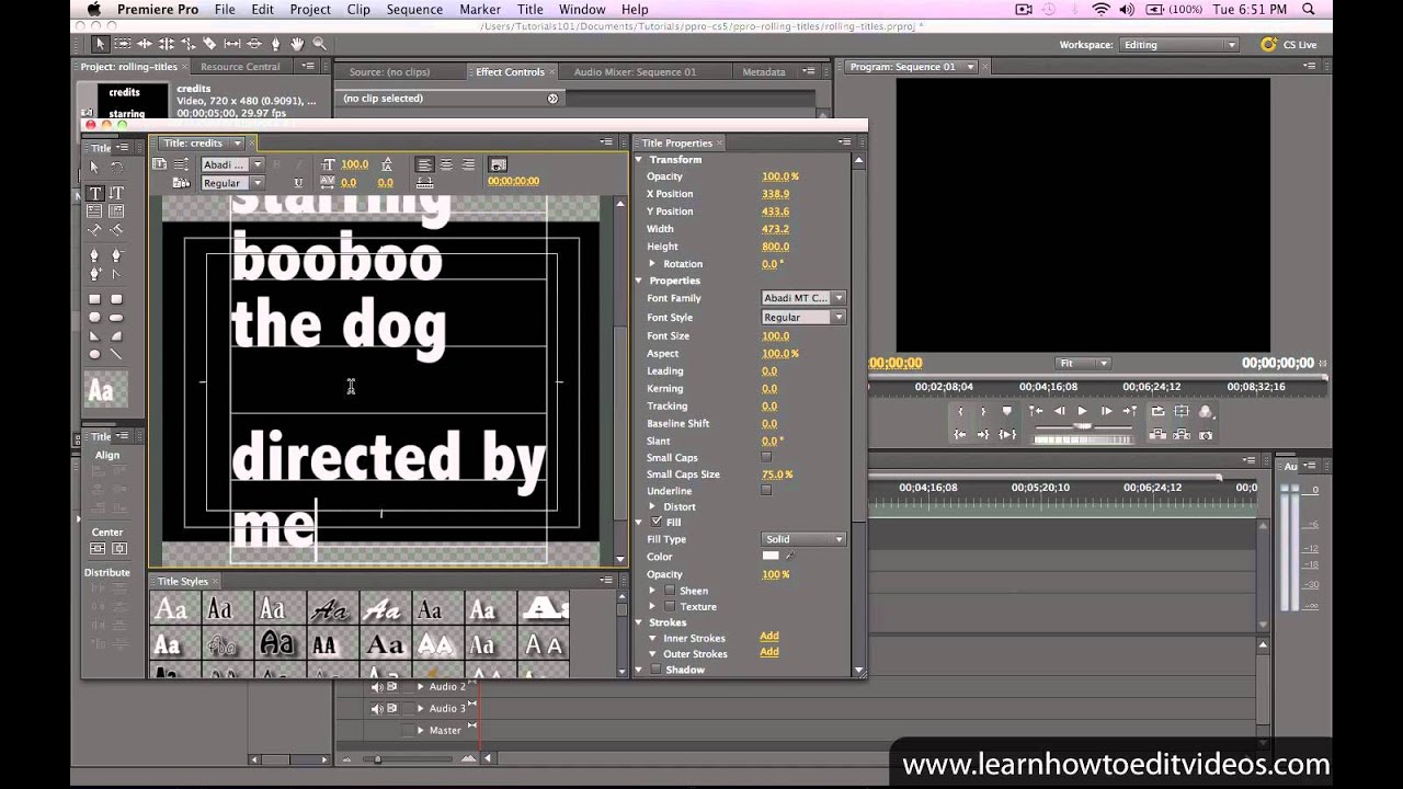 Rolling Titles - Adobe Premiere Pro CS5 Video Tutorial
