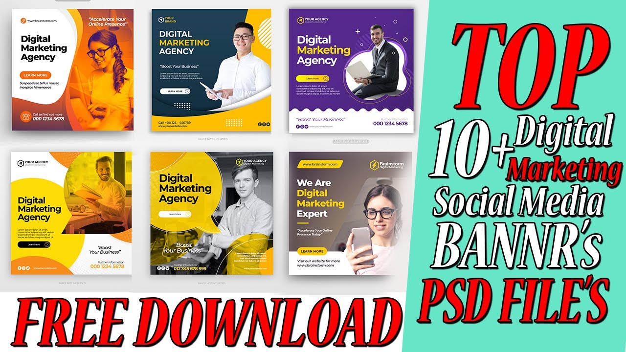 Top 10 Digital Marketing Social Media Post Flyer Design 2024 | Download free PSD files.