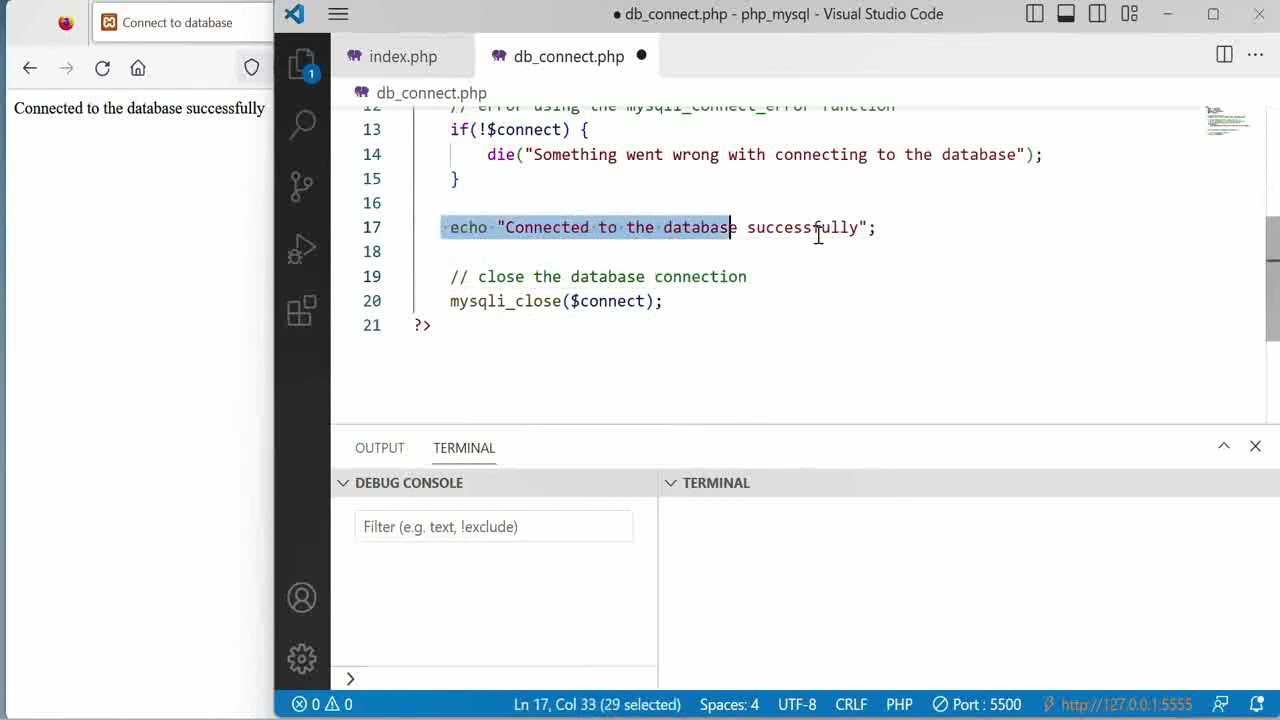 PHP and MySQL 4: The die and mysqli_connect_error functions.