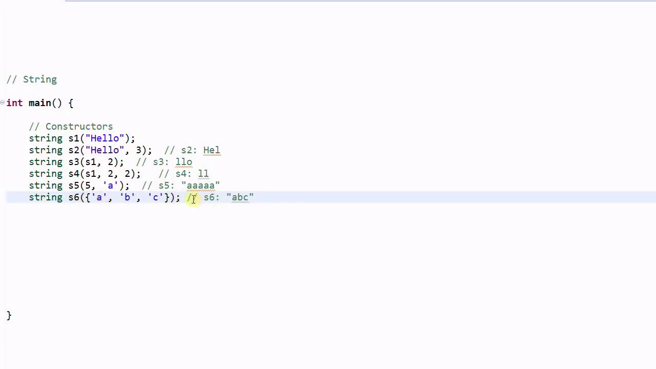 C   String 1 Constructor and Size