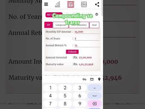 Mutual funds compounding calculator #mutualfund #investment #starsip#mission1carorein10years #nifty