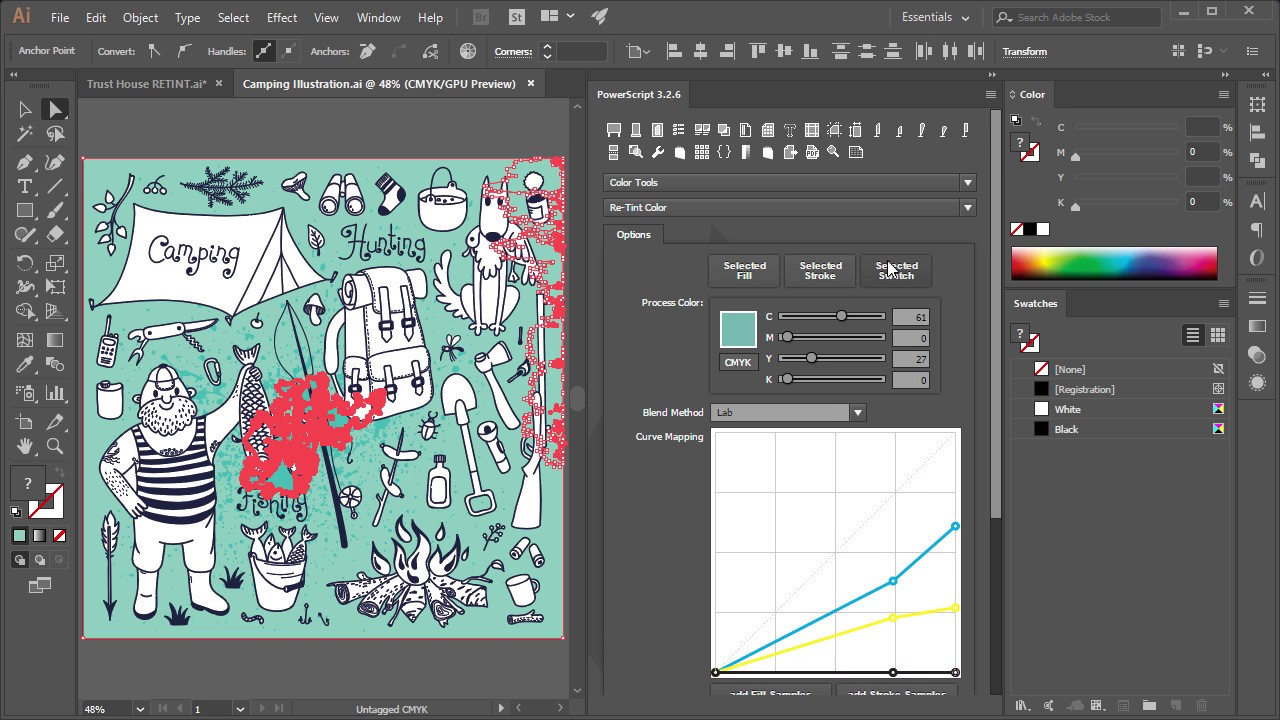Re-Tint Spot Colors PowerScript for Adobe Illustrator