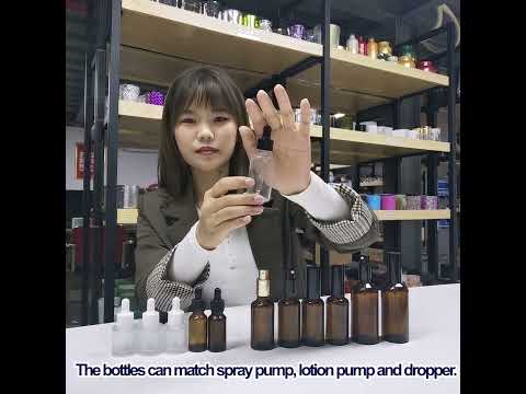 Fragrance Bottle Different Capacity Amber Essential Oil Bottle with Black Lotion Pump Wholesale