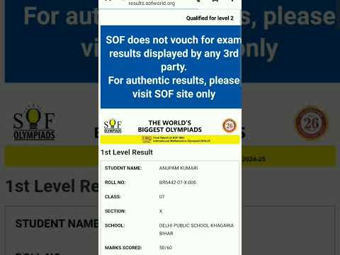 sof imo level 1 results declared 2024 - 2025..... qualified for level 2🥳🥳. #imo#results#trending