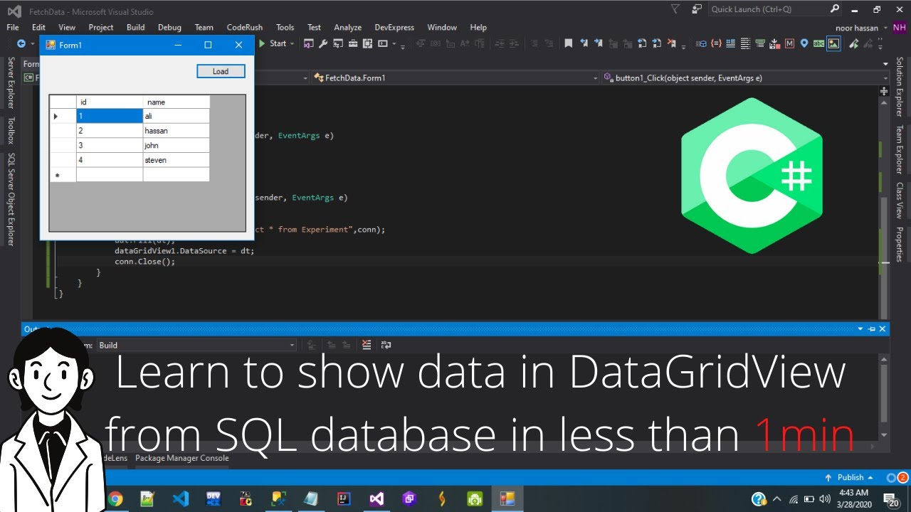 C# Tutorial: Display data from SQL database into Datagridview ||1 minute trick|| Easiest way