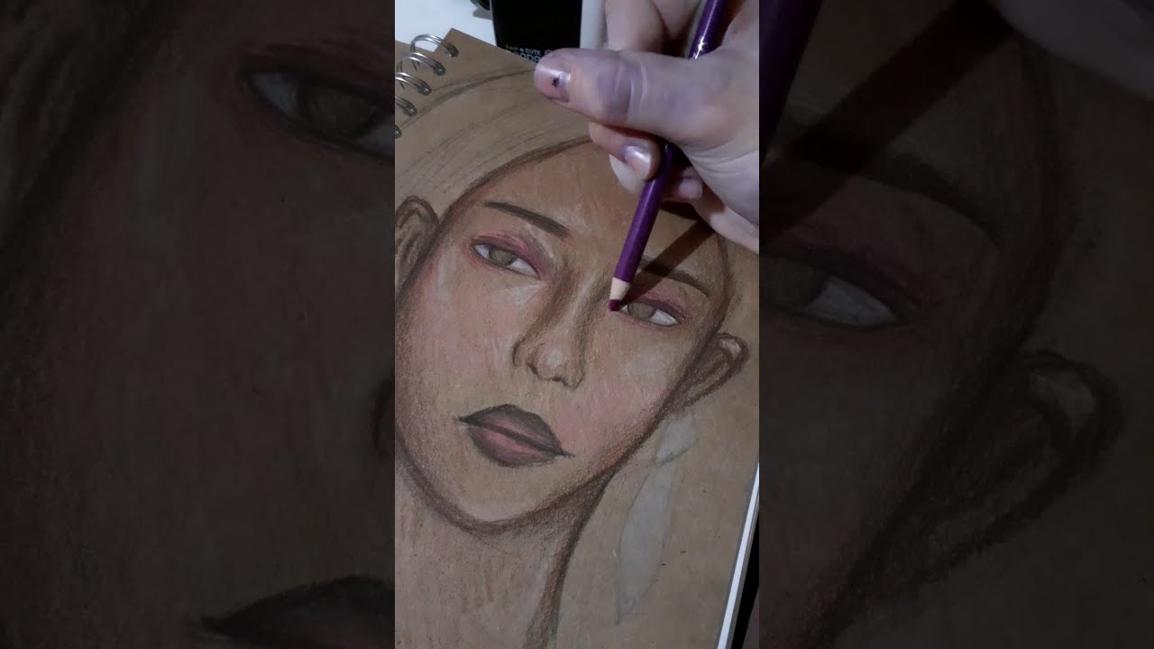 Coloured pencils portrait with Toned Paper