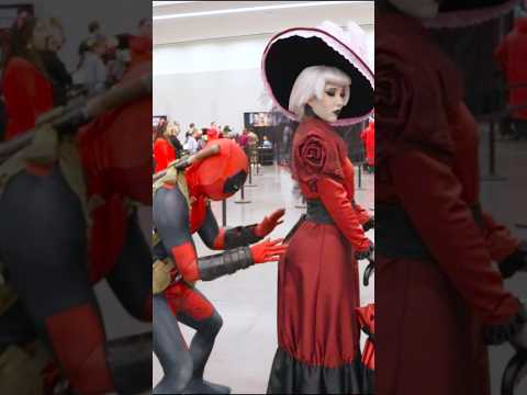 Deadpool vs Rosie from Hazbin Hotel ???? w/@stumpyroot #deadpool #hazbinhotel #cosplay