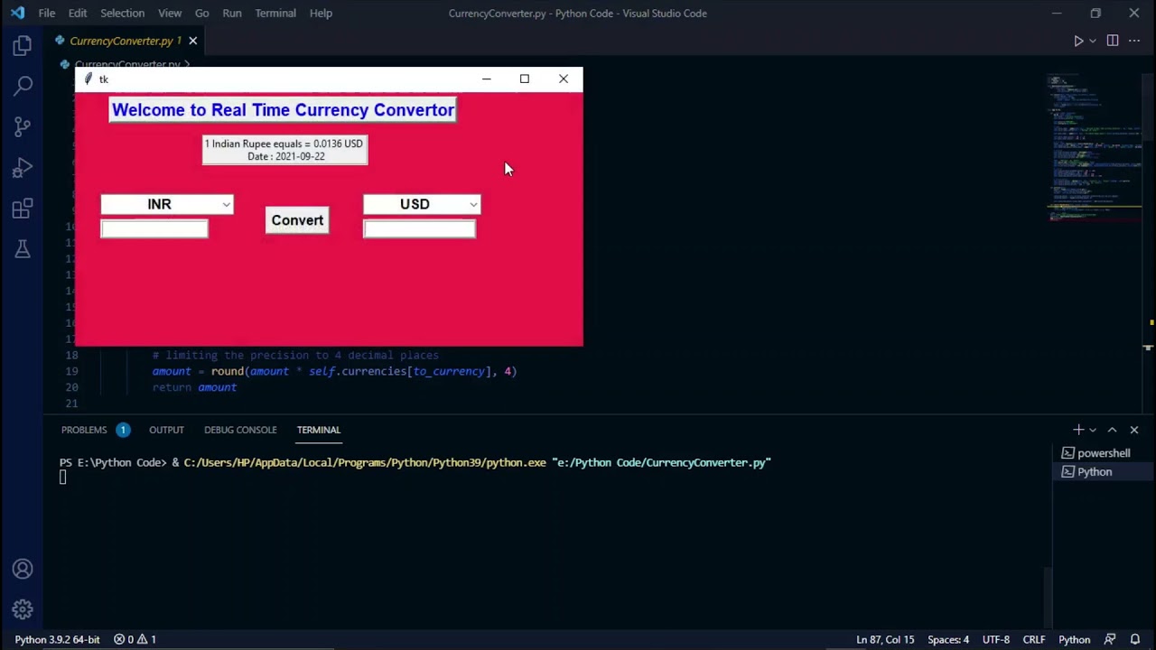 Real Time Currency Changer Using Python