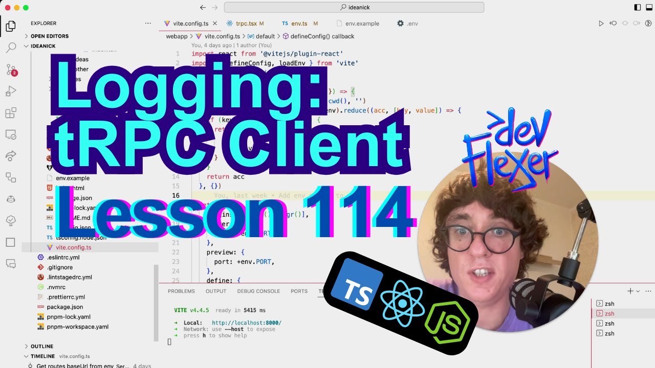 Lesson 114. Logging: tRPC Client (TypeScript, Node.js, React)