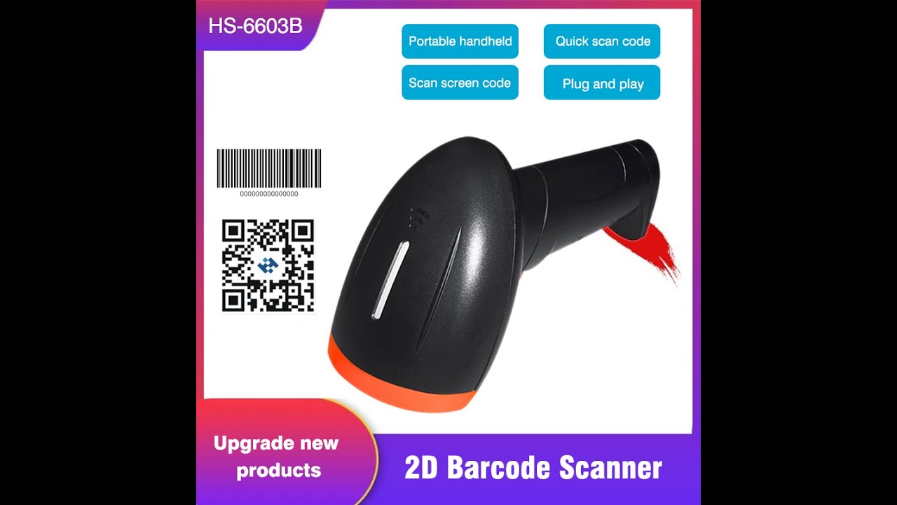 Wireless Barcode Scanner Laser Barcode Reader 1D 2D QR Handheld Bar Code Portable Scanner HS-6603B