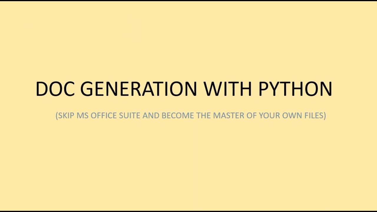 Generating MS Word, Excel, PPT, and PDF from Python Script