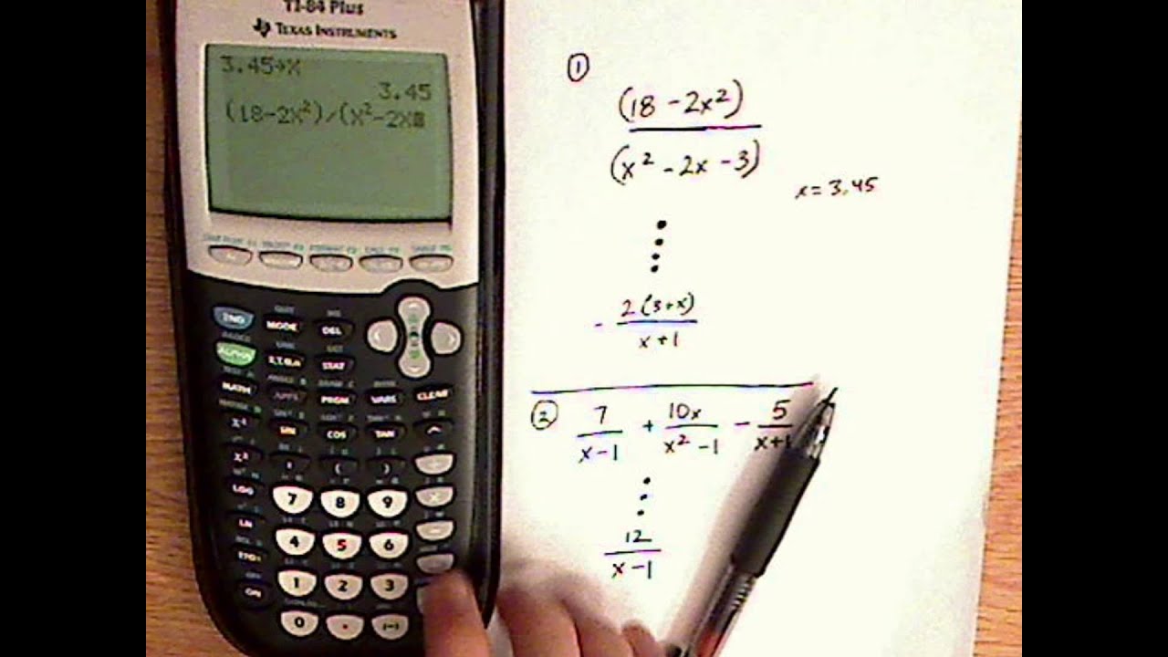 algebra - rational expressions - TI-84 - examples